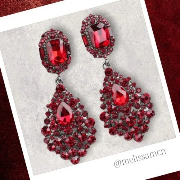 Prom Pageant Bridal | Jewelry | Gorgeous Red Crystal Chandelier ...